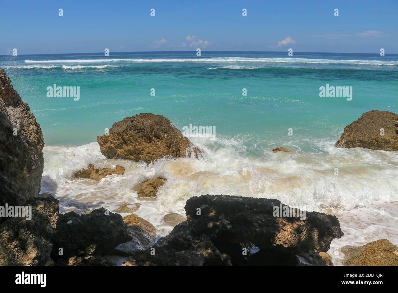 Splashing waves on shore. Waves splashing sea beach Stock Photo - Alamy