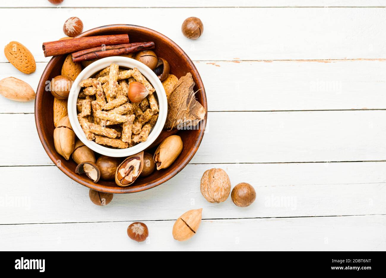 Organic morning granola breakfast with mixed nuts Stock Photo - Alamy