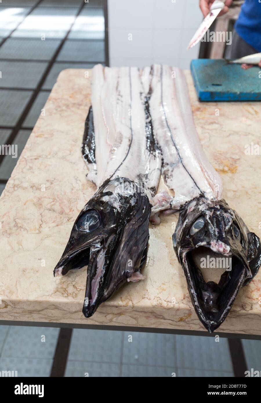 Fish on market, black scabbard (espada) in fish market Stock Photo - Alamy
