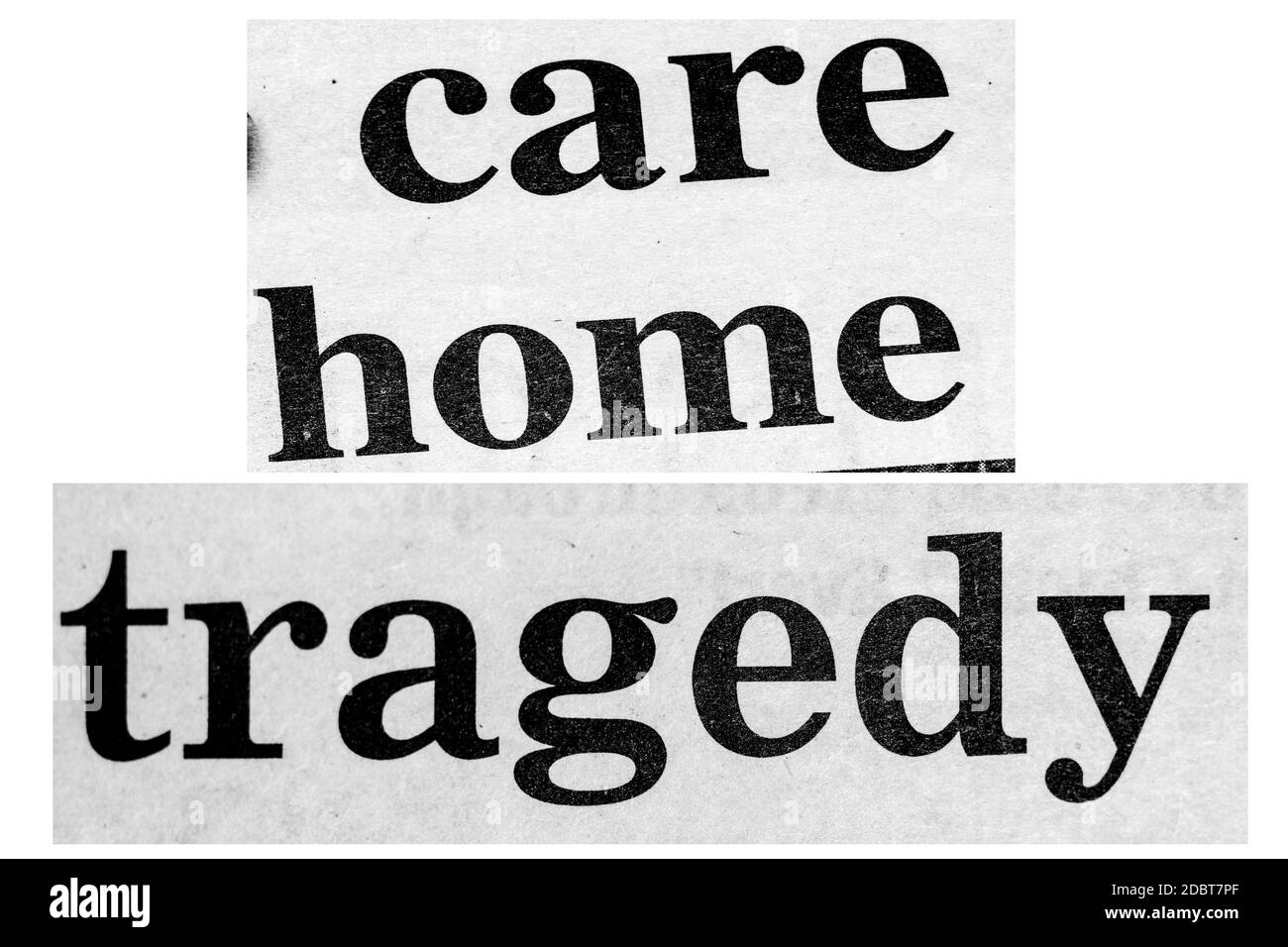 Distressed newspaper headline reading care home tragedy UK Stock Photo ...
