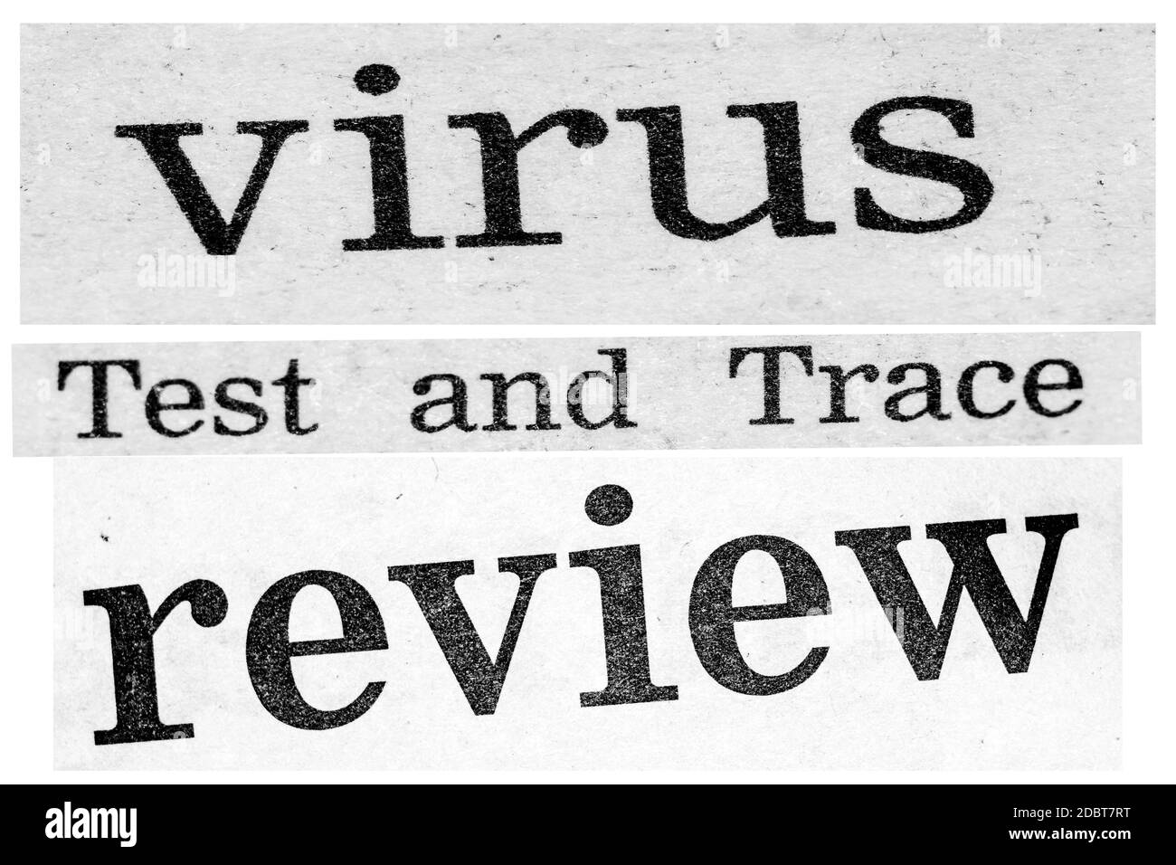 Distressed newspaper headline virus test and trace review uk Stock ...