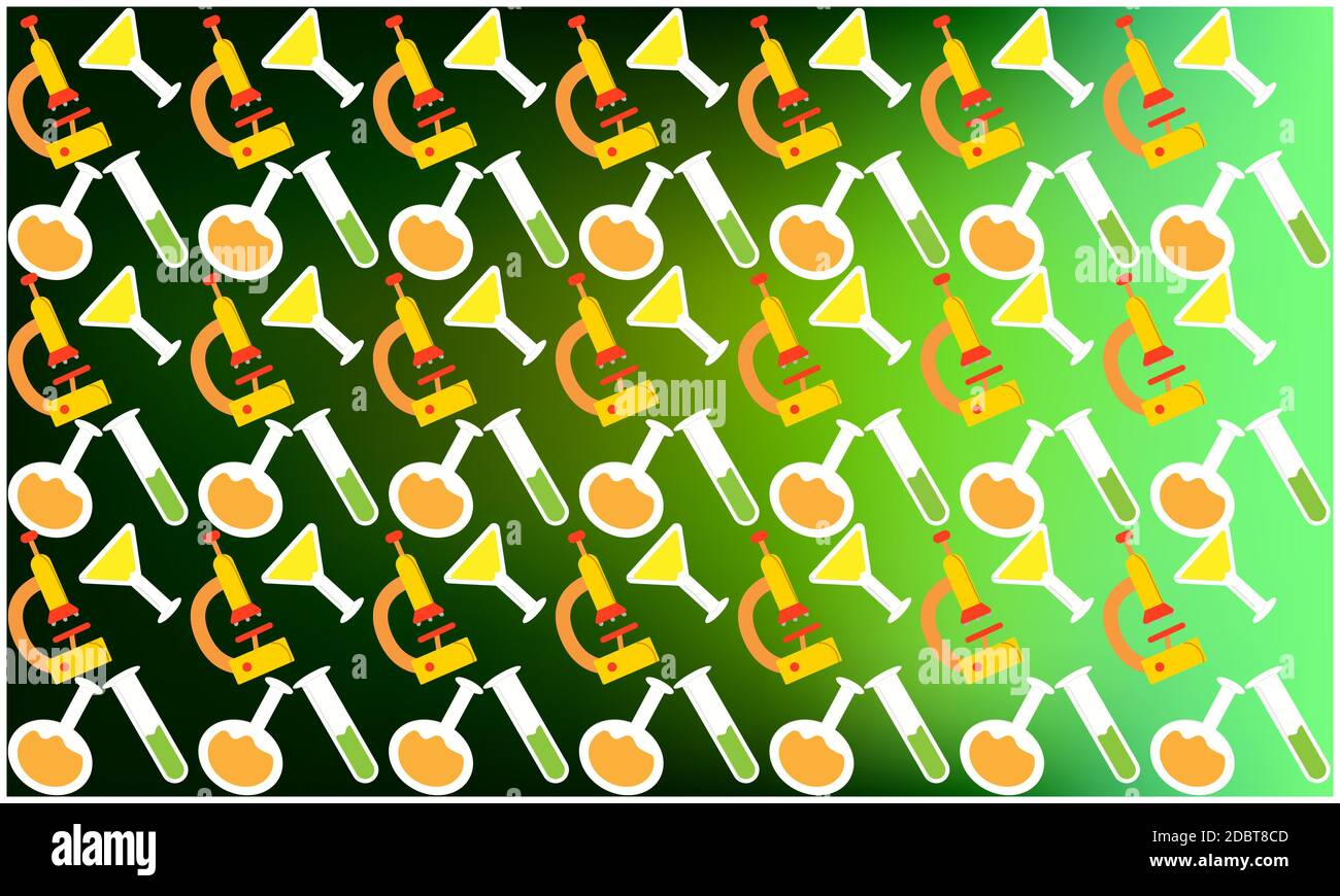 digital textile design of laboratory objects on abstract background ...