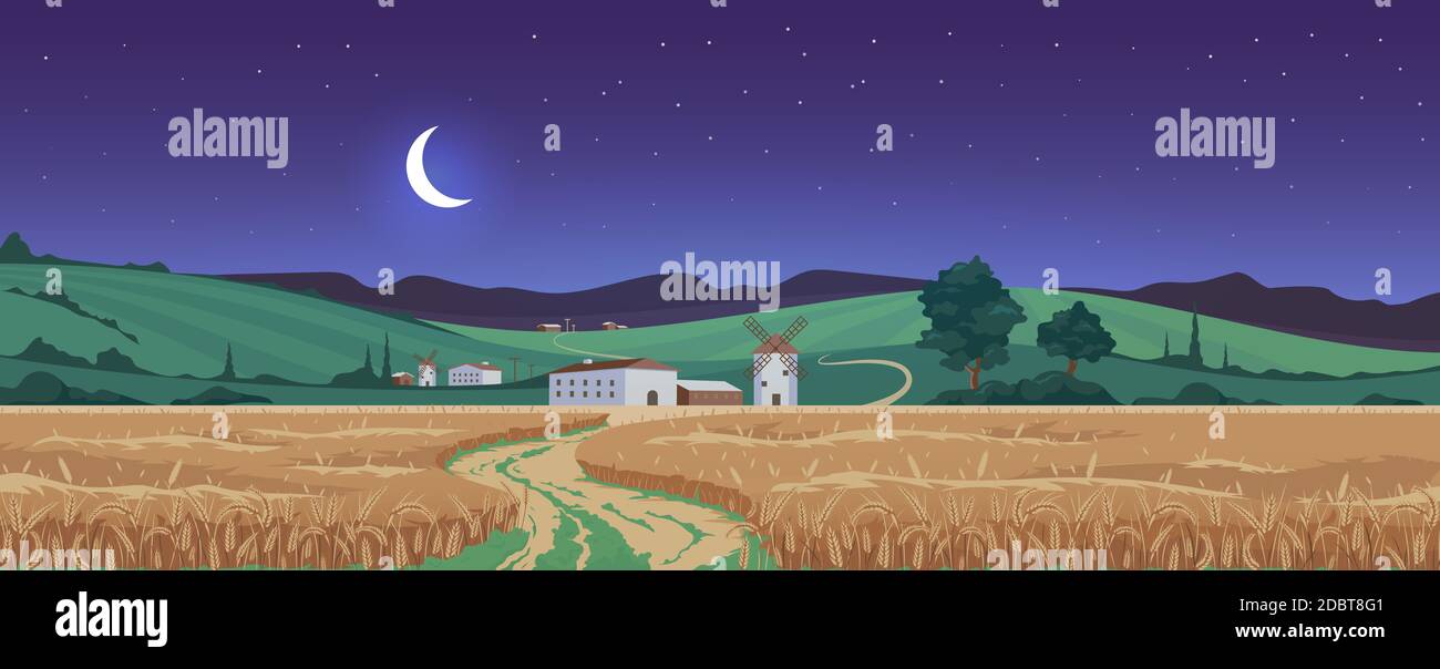 Wheat Fields At Night