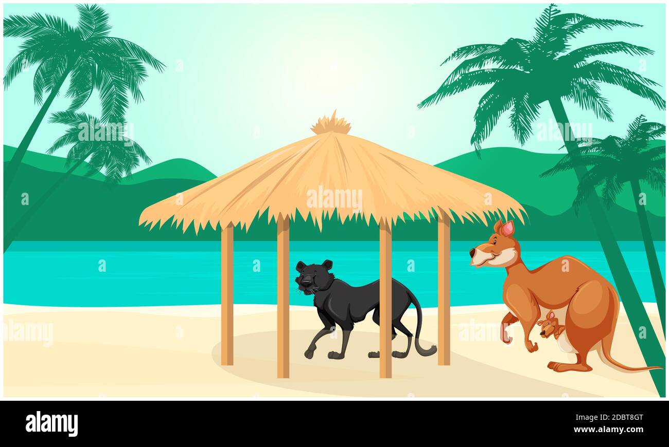 animals are playing on a lake forest Stock Photo - Alamy