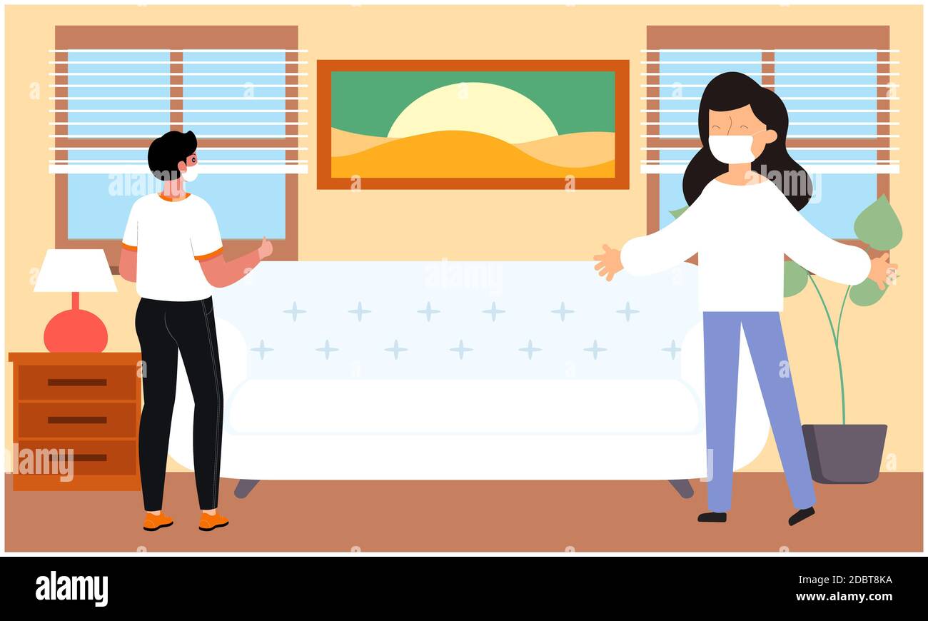 two girls are talking to each other in living room Stock Photo - Alamy