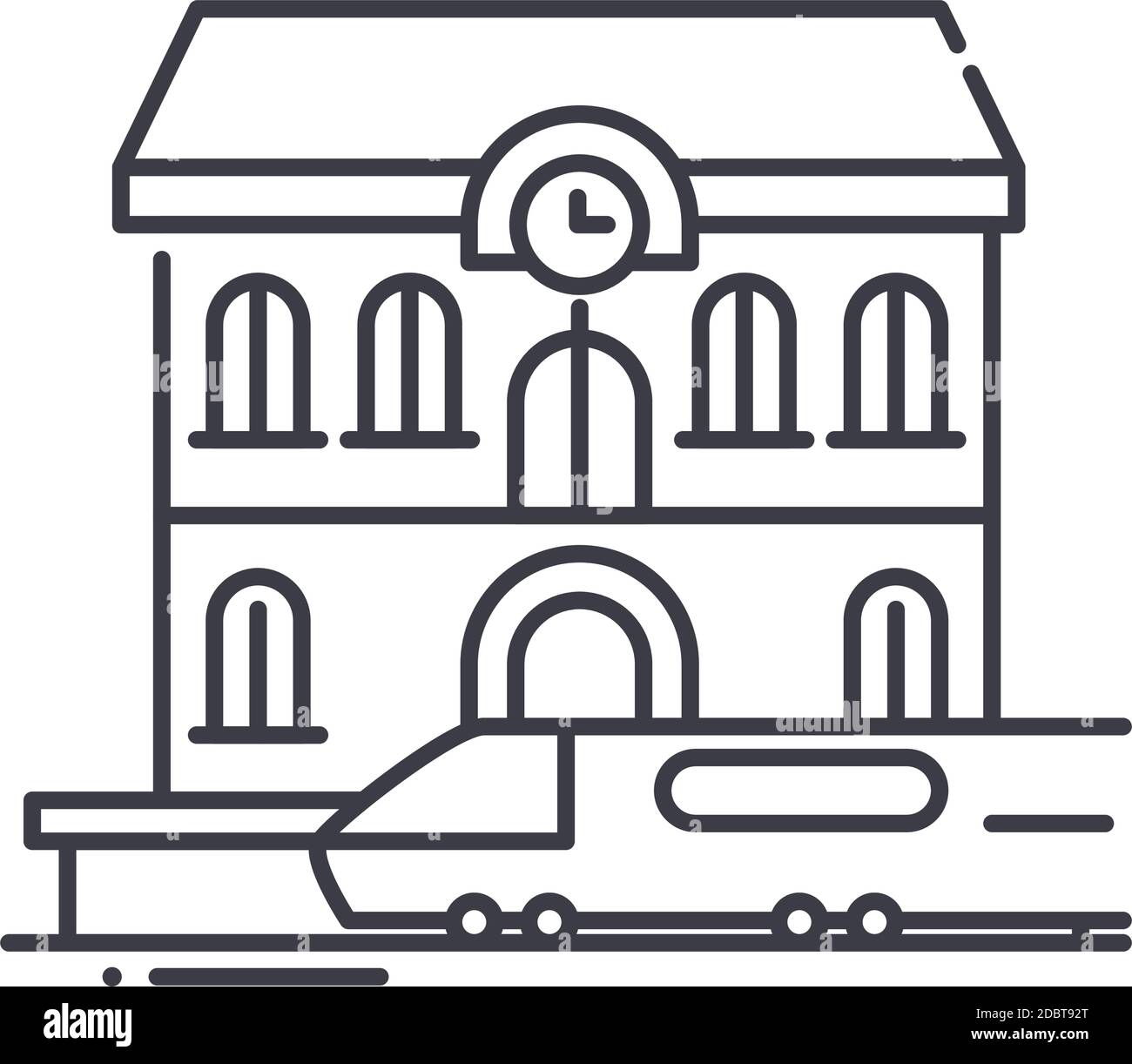 Train station icon, linear isolated illustration, thin line vector, web ...