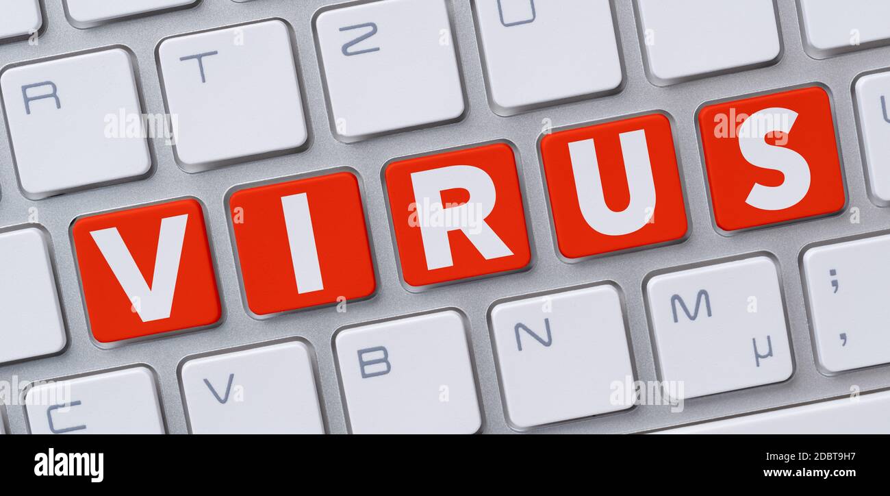 A computer keyboard with the word Virus Stock Photo - Alamy
