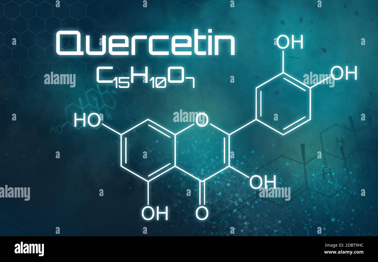 Chemical formula of Quercetin on a futuristic background Stock Photo ...