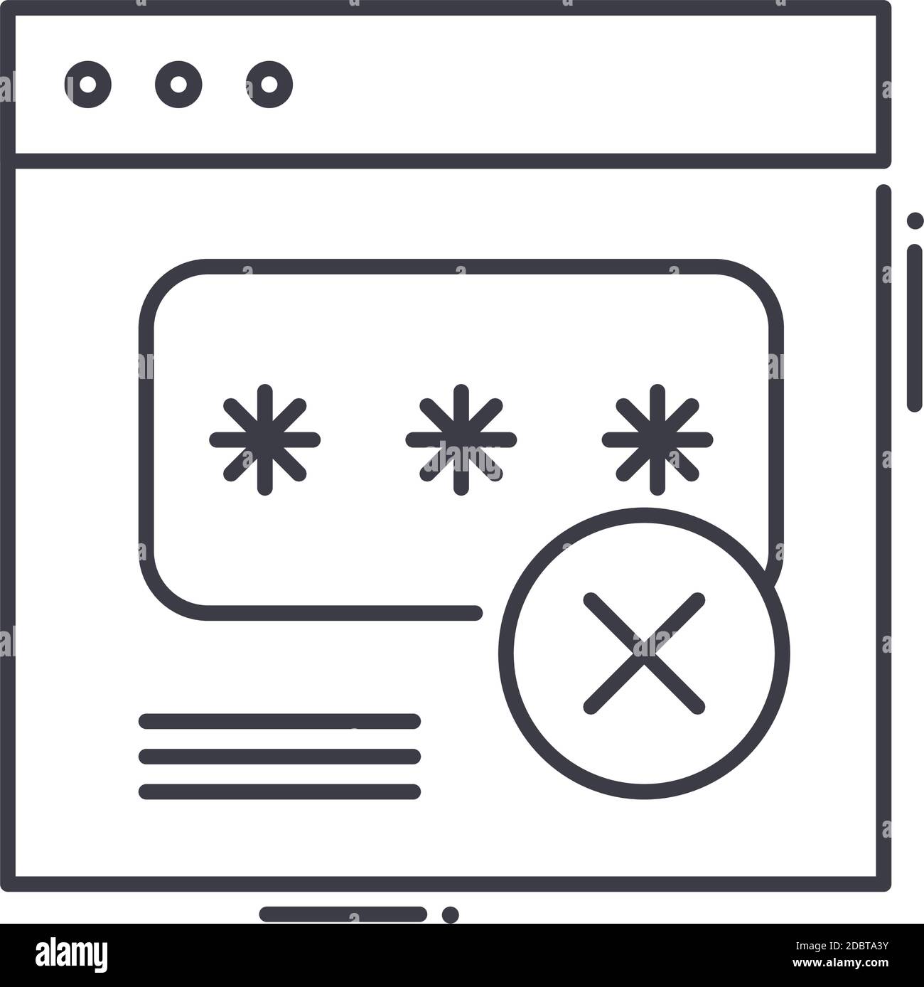 Wrong Password Icon Linear Isolated Illustration Thin Line Vector Web Design Sign Outline