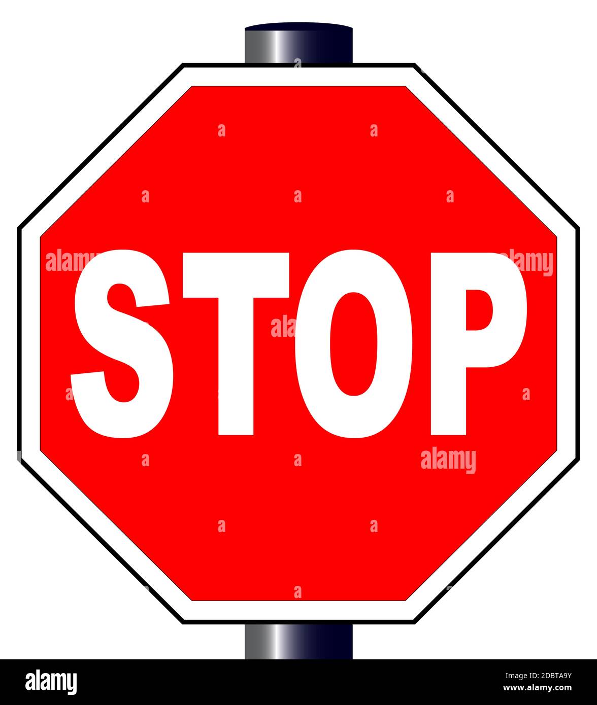 The large octagon red and white stop sign isolated over a white ...