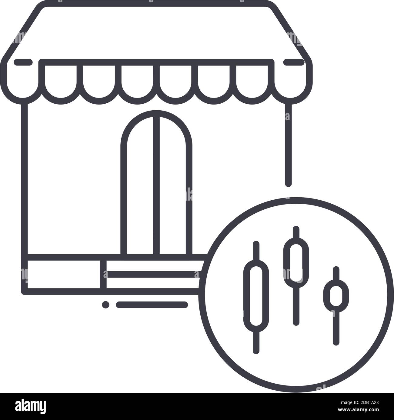 Trading market icon, linear isolated illustration, thin line vector ...