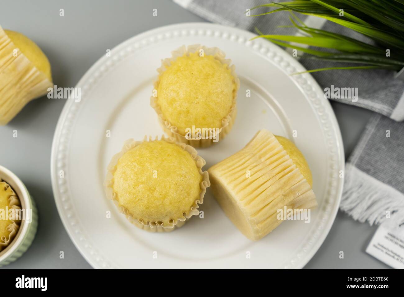 Steamed sponge milk muffins Stock Photo - Alamy