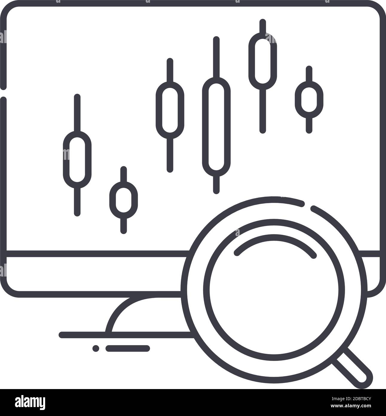 Trading technical analysis icon, linear isolated illustration, thin ...