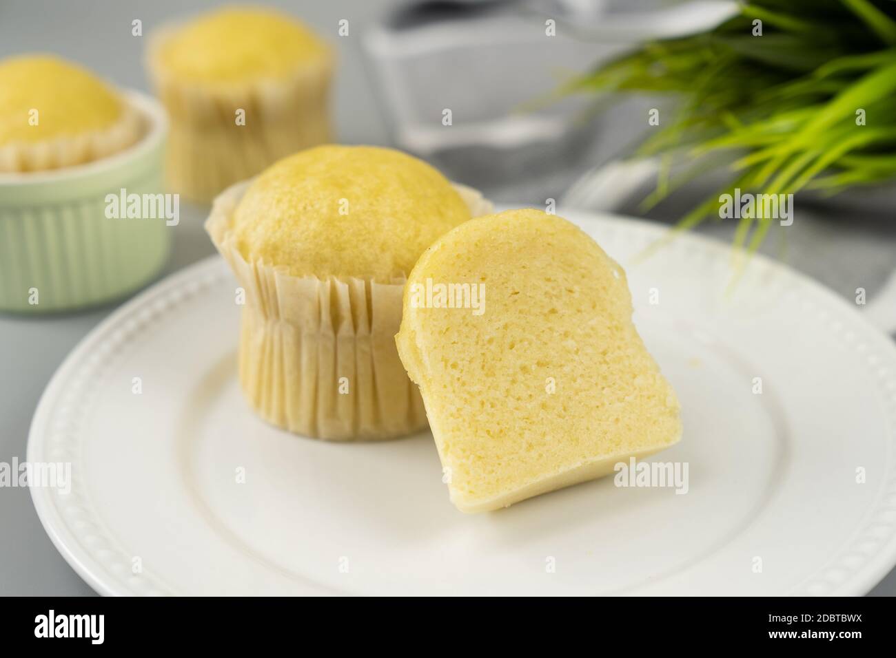 Steamed sponge milk muffins Stock Photo - Alamy