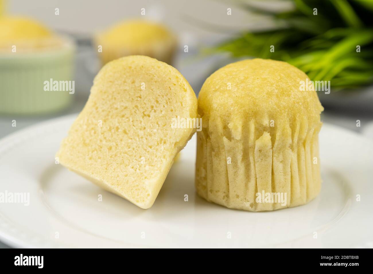 Steamed sponge milk muffins Stock Photo - Alamy