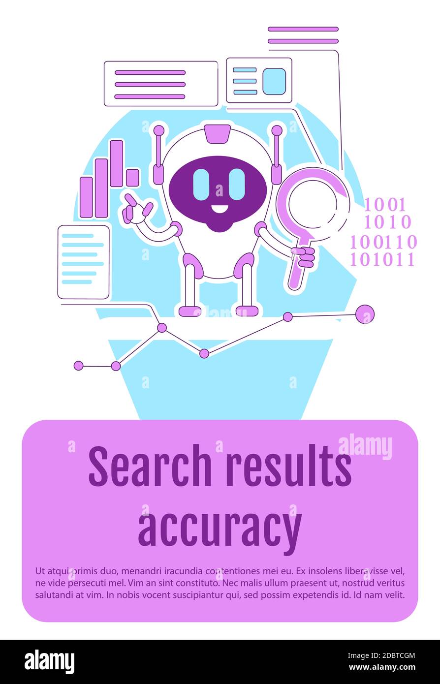 SEO bot poster flat silhouette vector template. Search engine robot ...