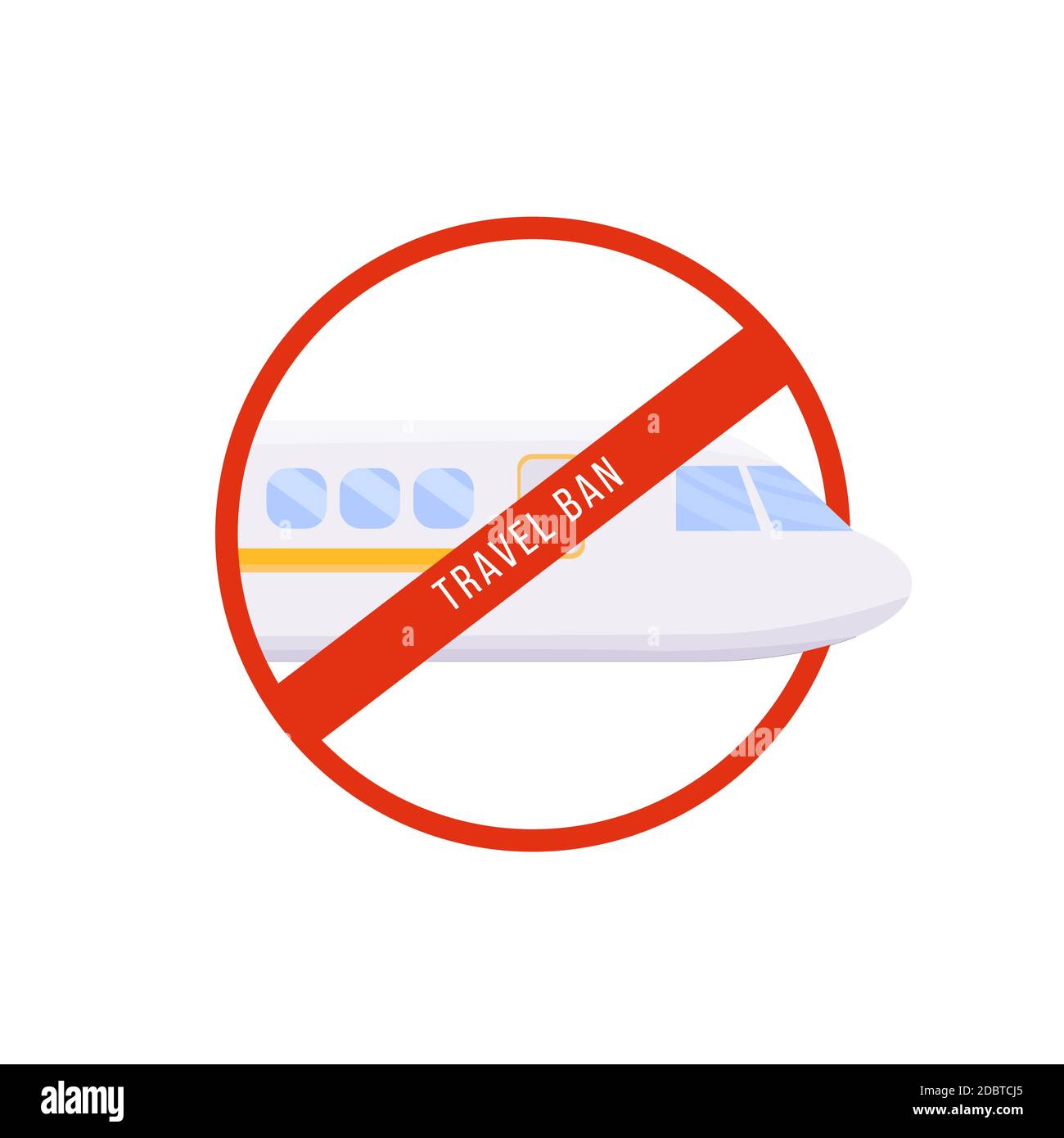 Travel ban cartoon vector illustration. Stop sign for transportation ...