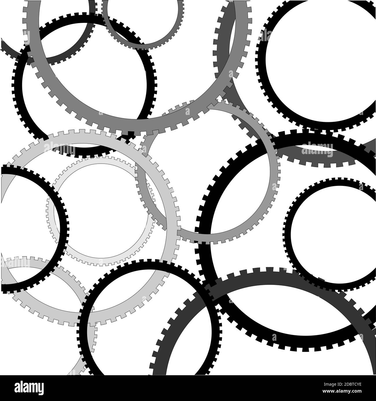 A collection of gear rings as a background isolated on white Stock ...