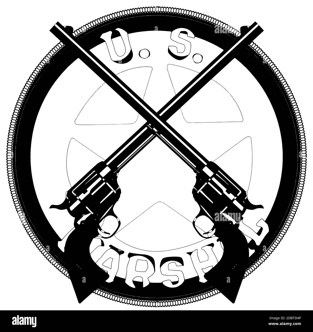 A US Marshall badge in black and white isolated Stock Photo - Alamy