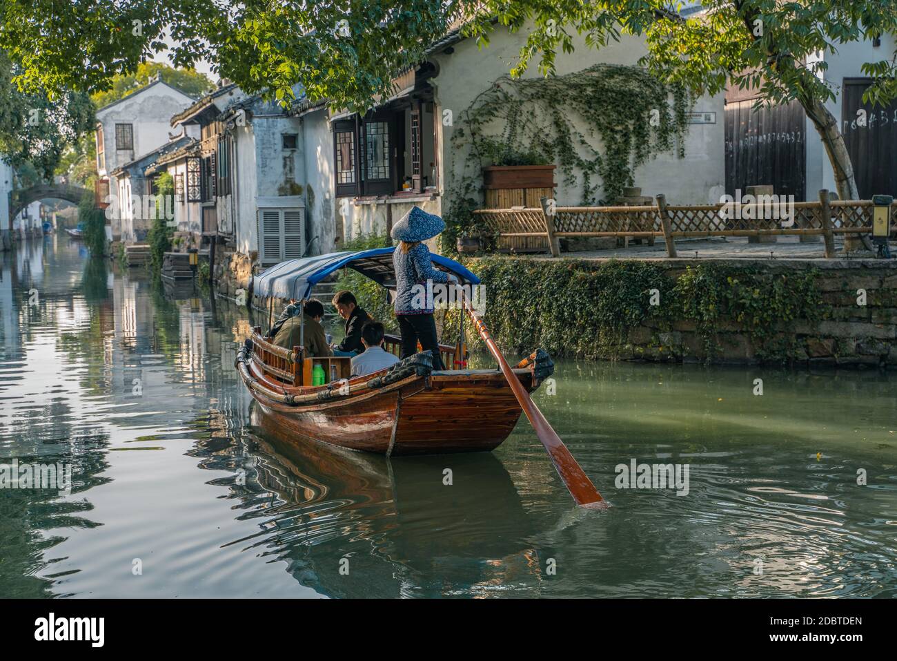 The ancient Chinese architecture and river landscape at Zhouzhuang, a ...