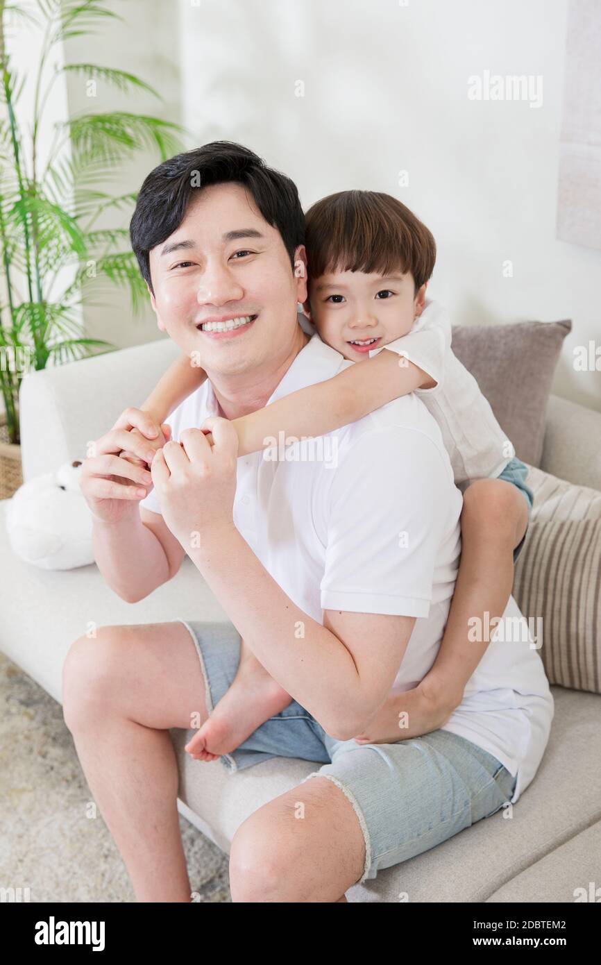 Concept of friendly family, Loving father and cute son 002 Stock Photo ...