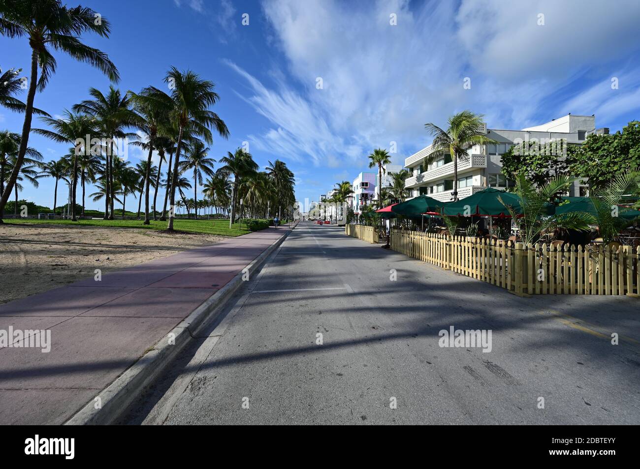 Miami Beach, Florida - August 29, 2020 - Ocean Drive appears empty as ...