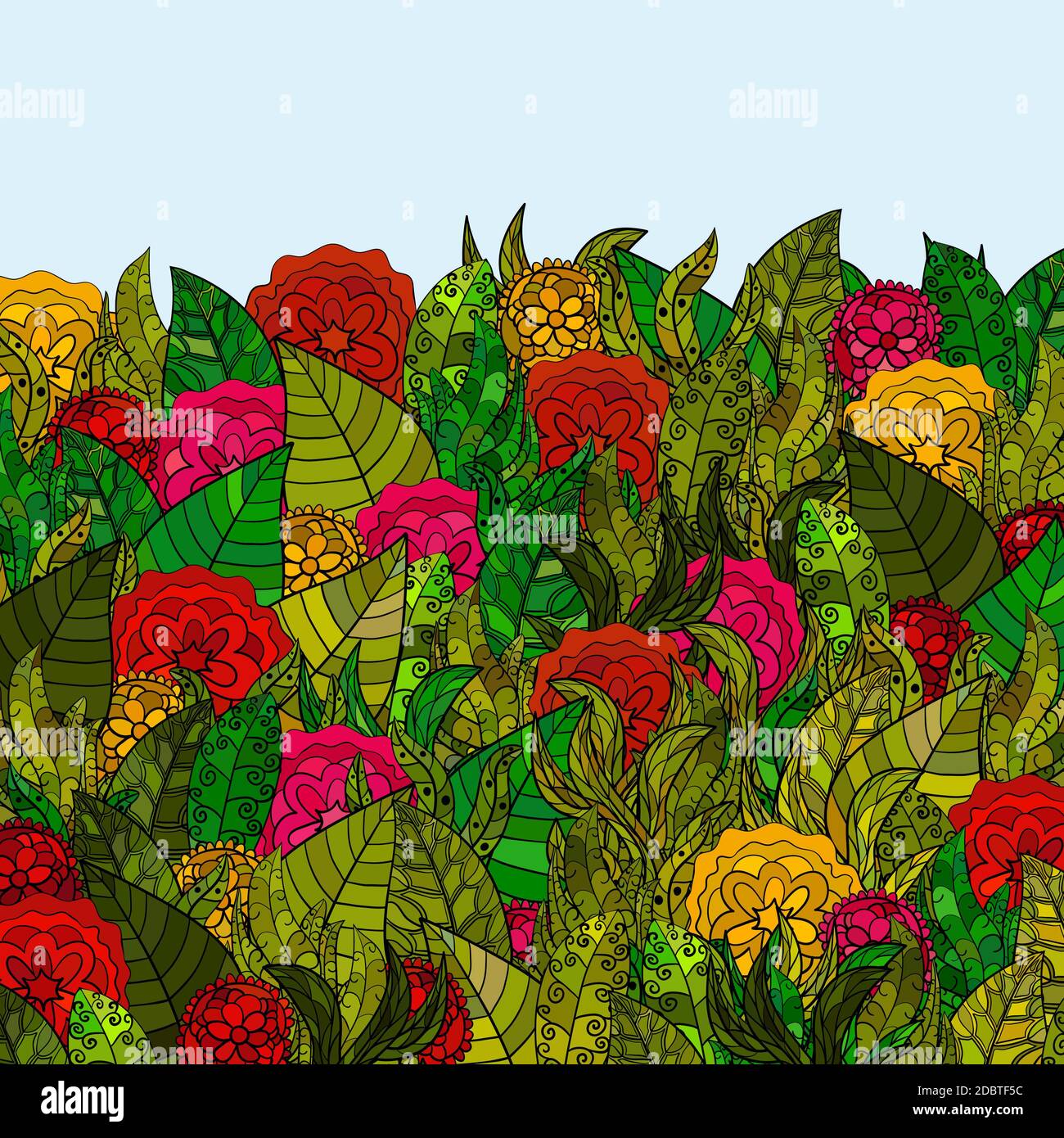 hand drawn floral background Stock Photo - Alamy