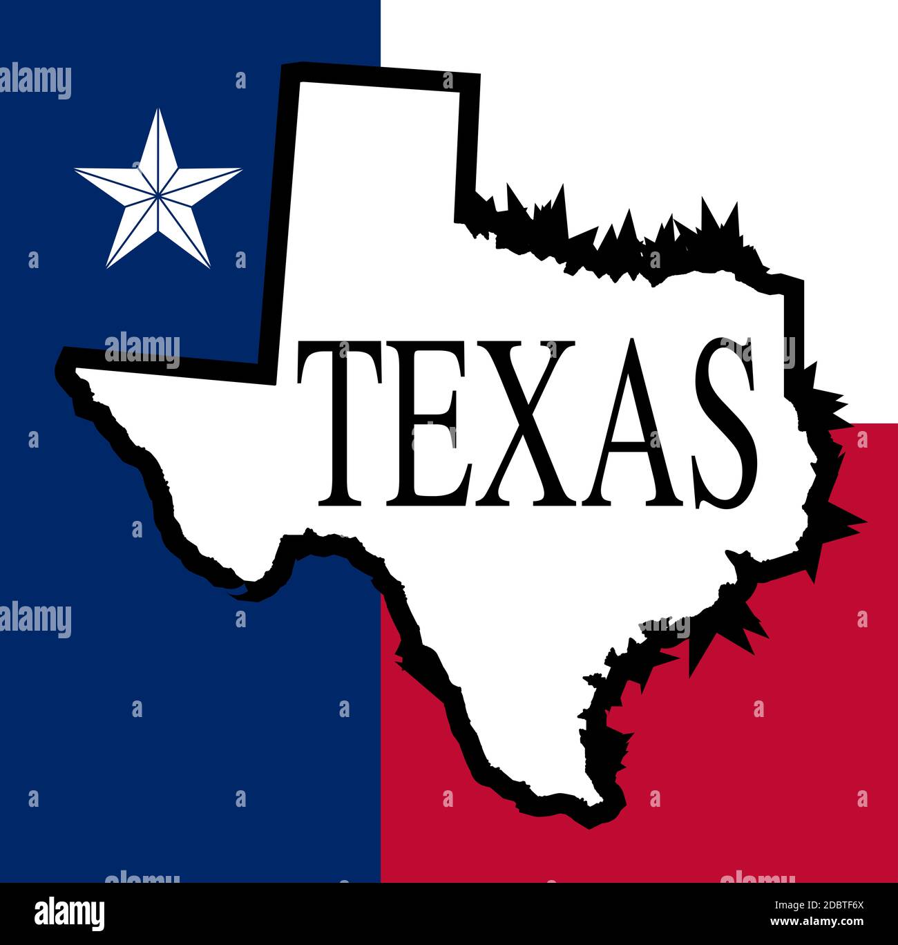 An outline map of Texas with the star and map colors Stock Photo - Alamy