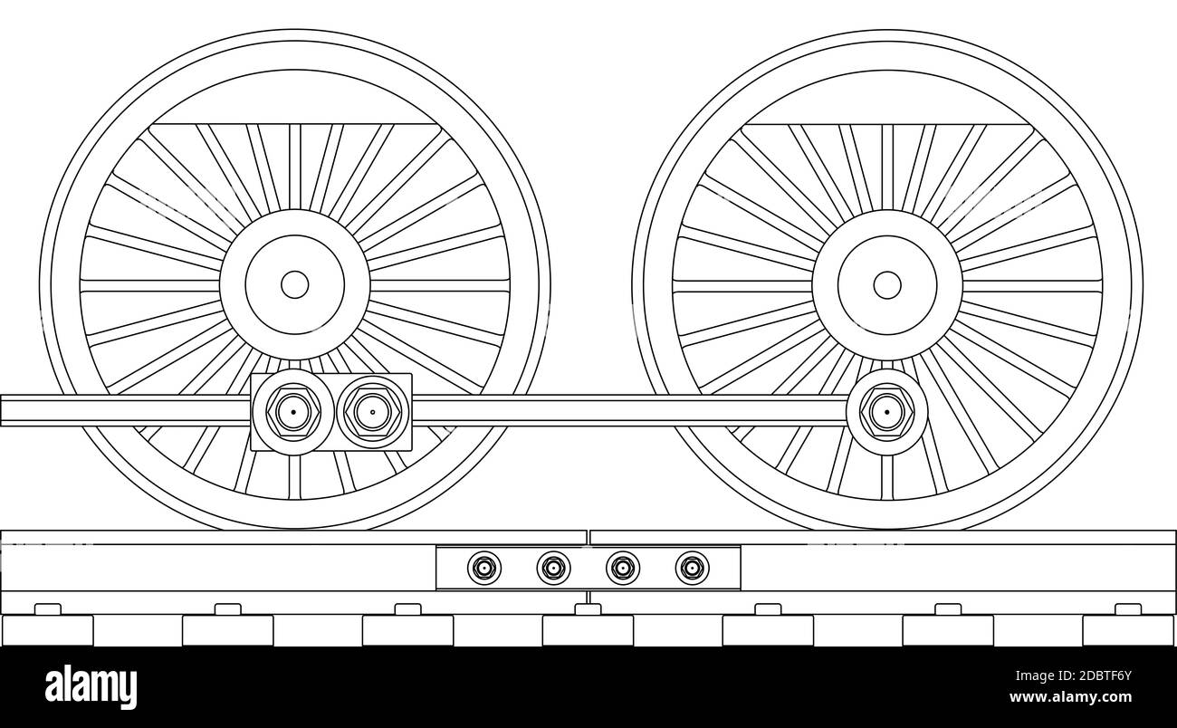 Steam locomotive train wheel connection Black and White Stock Photos ...