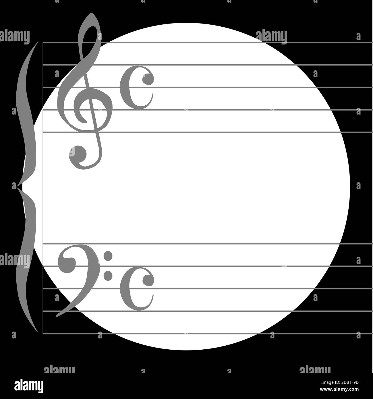A black and white circle with the a musical stave foreground Stock ...