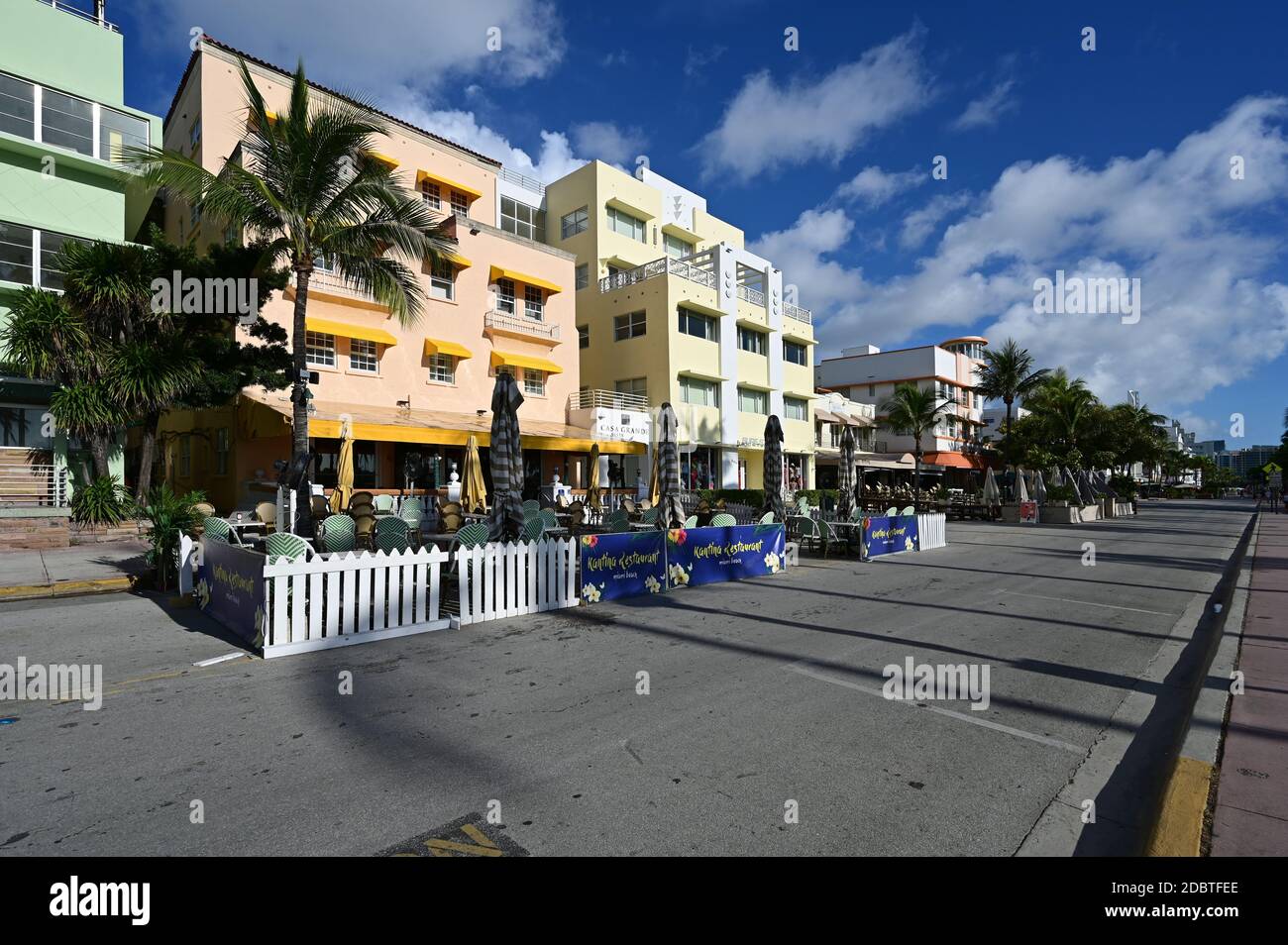 Miami Beach, Florida - August 29, 2020 - Ocean Drive appears empty as ...