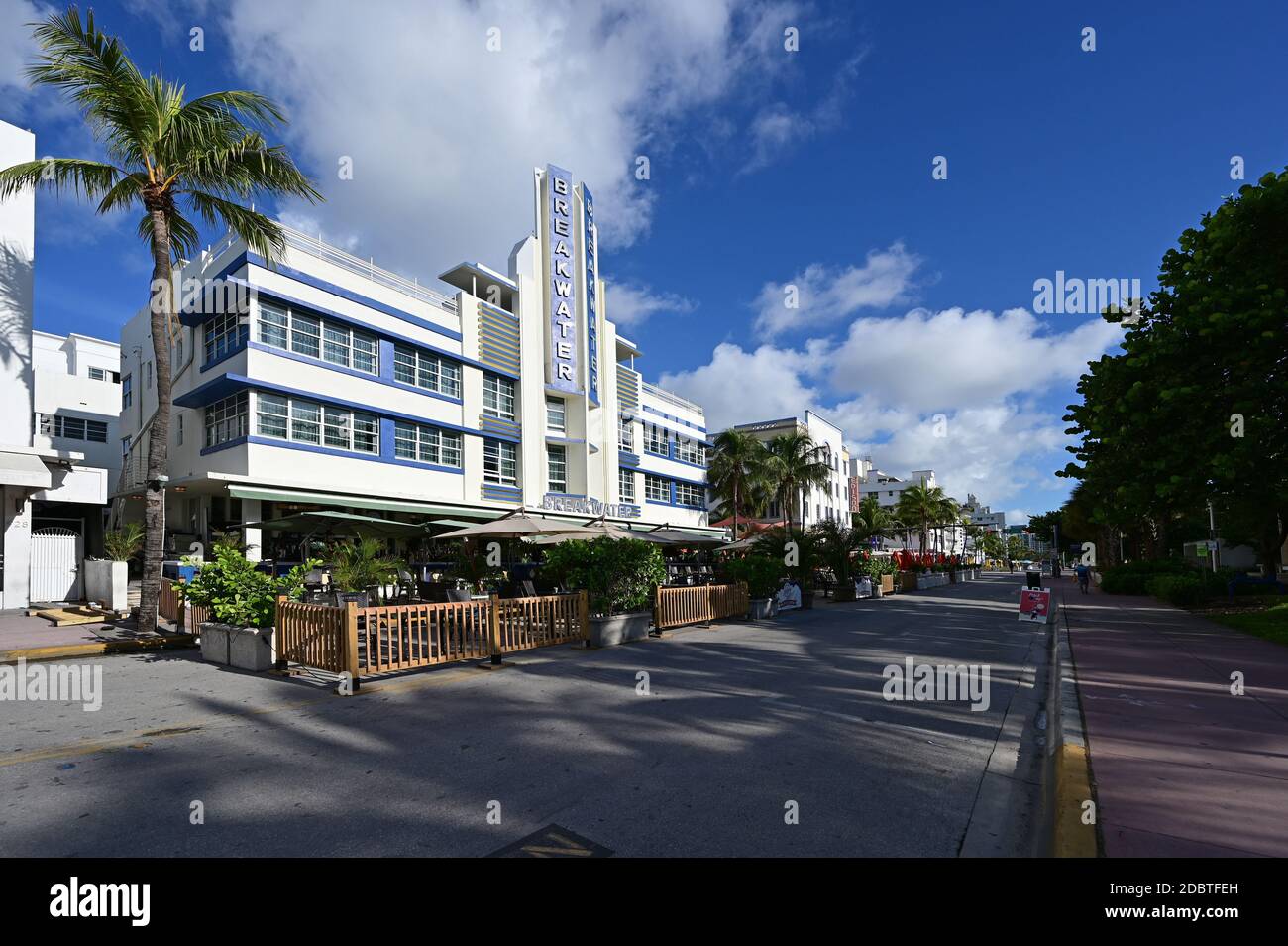 Miami Beach, Florida - August 29, 2020 - Ocean Drive appears empty as ...