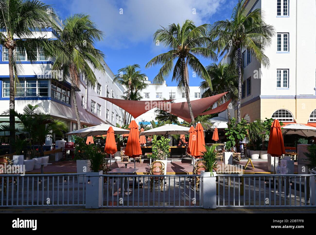 Miami Beach, Florida - August 29, 2020 - Ocean Drive appears empty as ...