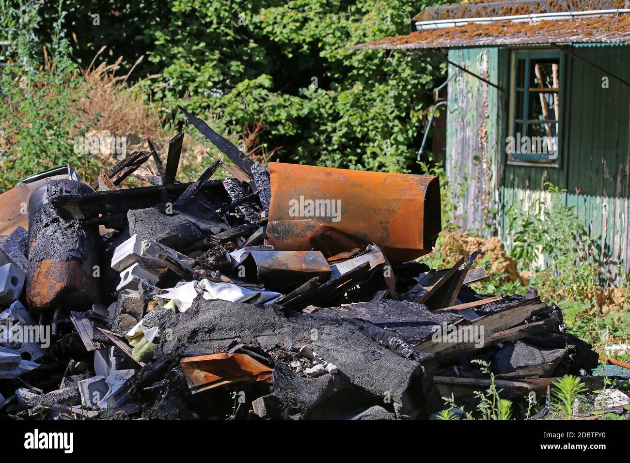 Fire damage and fire ruins Stock Photo - Alamy