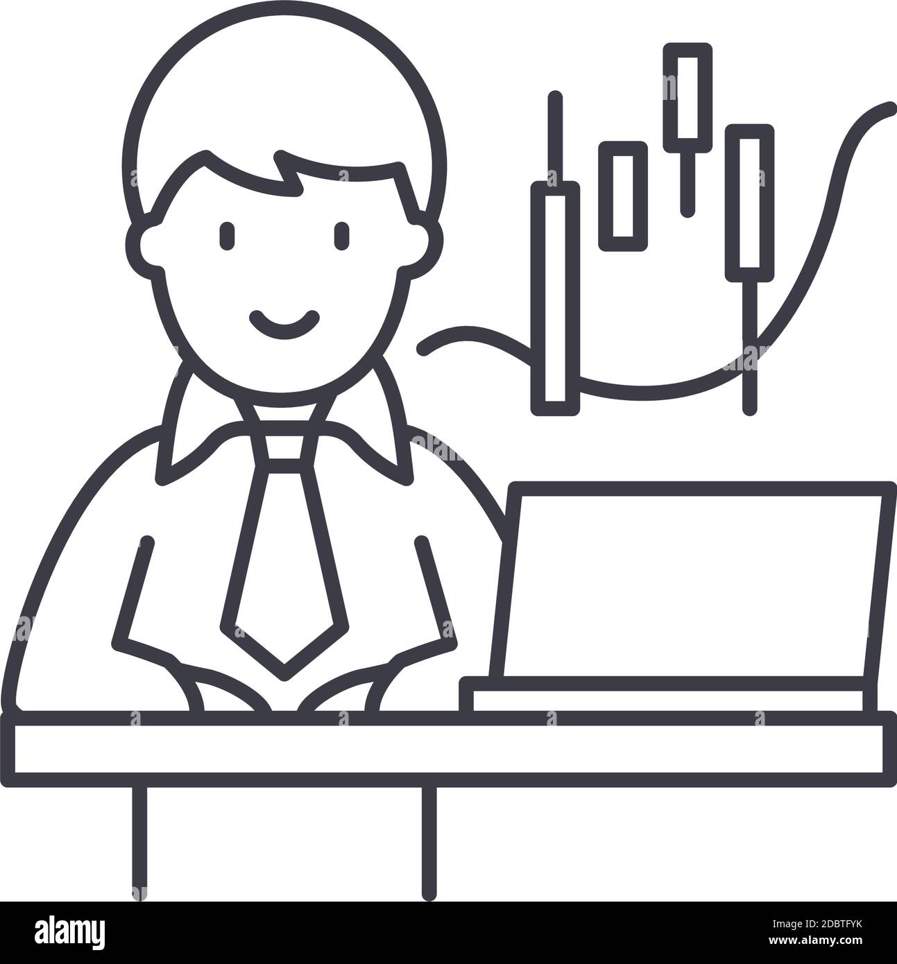 Trader icon, linear isolated illustration, thin line vector, web design ...