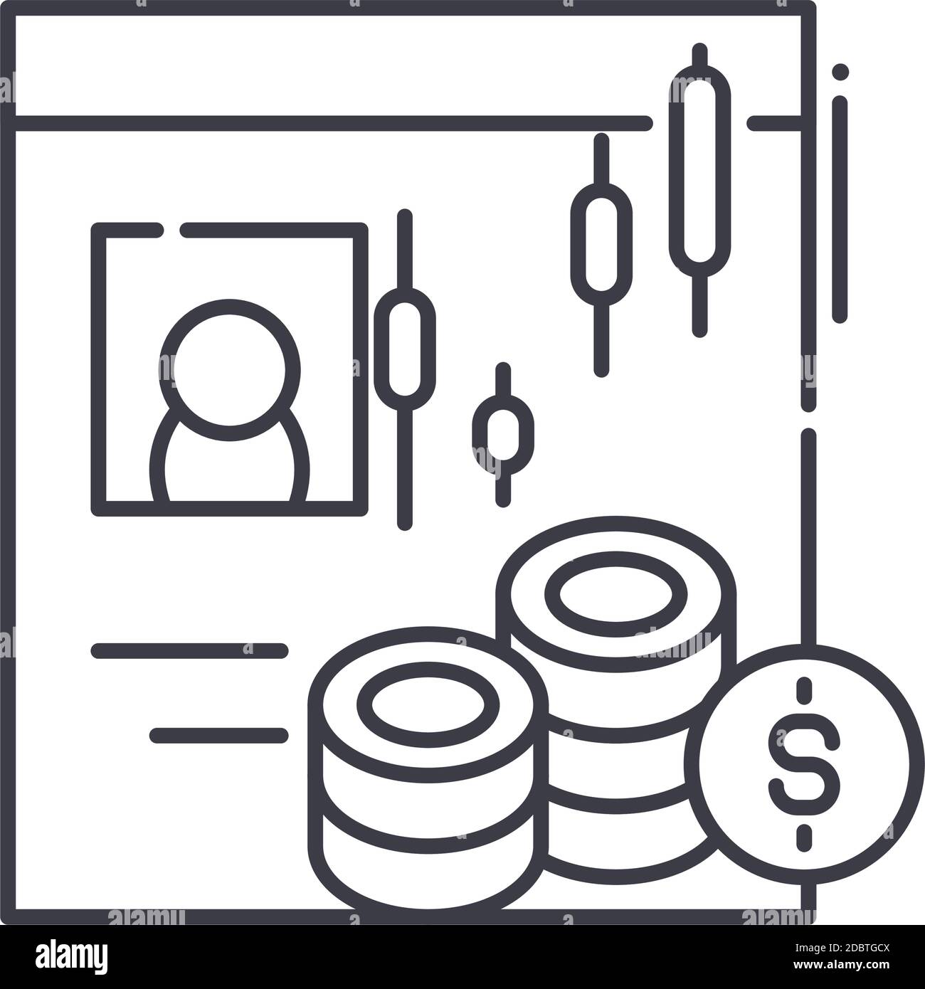 Trading account icon, linear isolated illustration, thin line vector ...