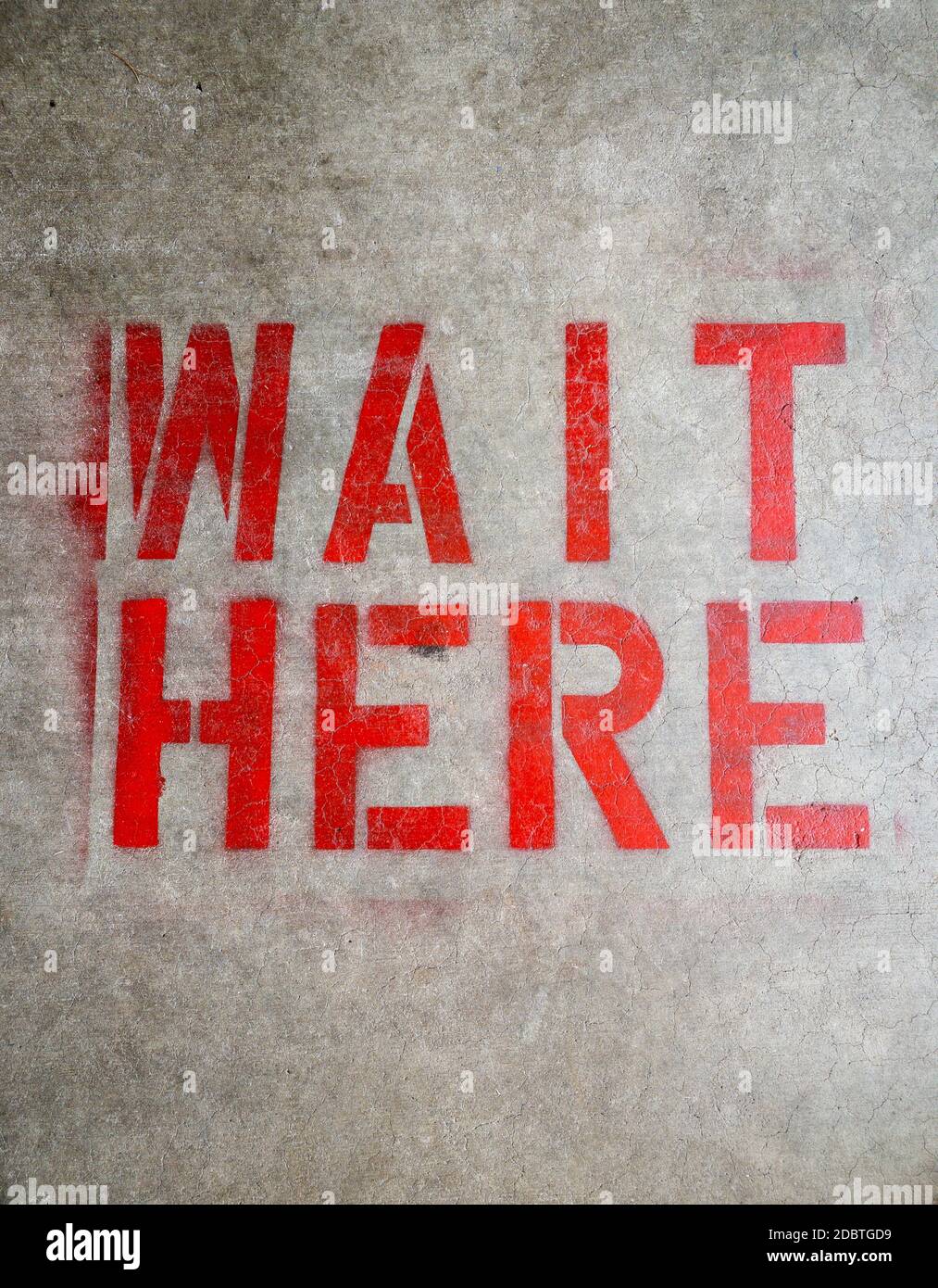 Wait Here Spray Paint Message Encourages Safe Distancing Stock Photo ...