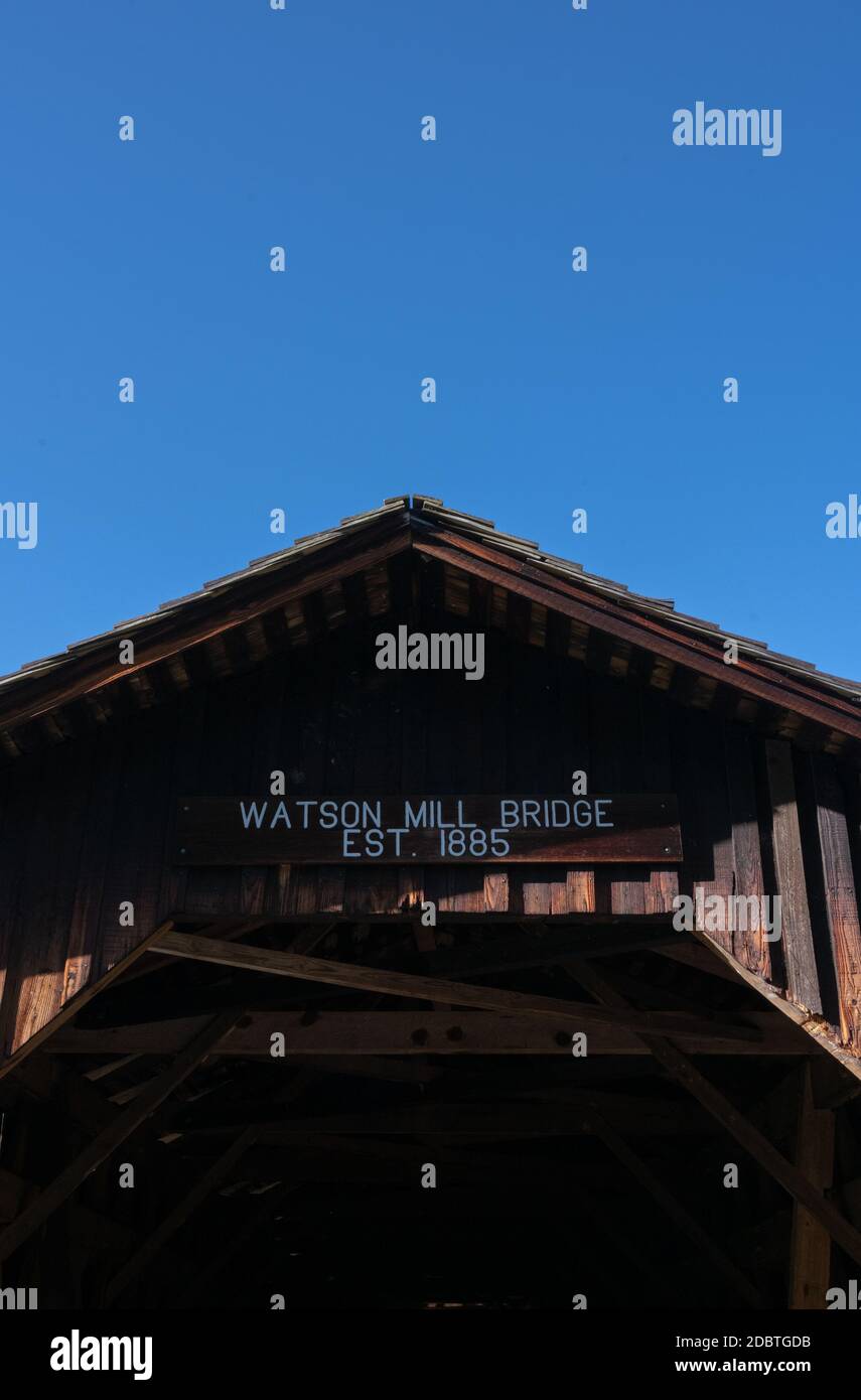 Watson Mill Bridge Name Plate in Georgia state park Stock Photo - Alamy