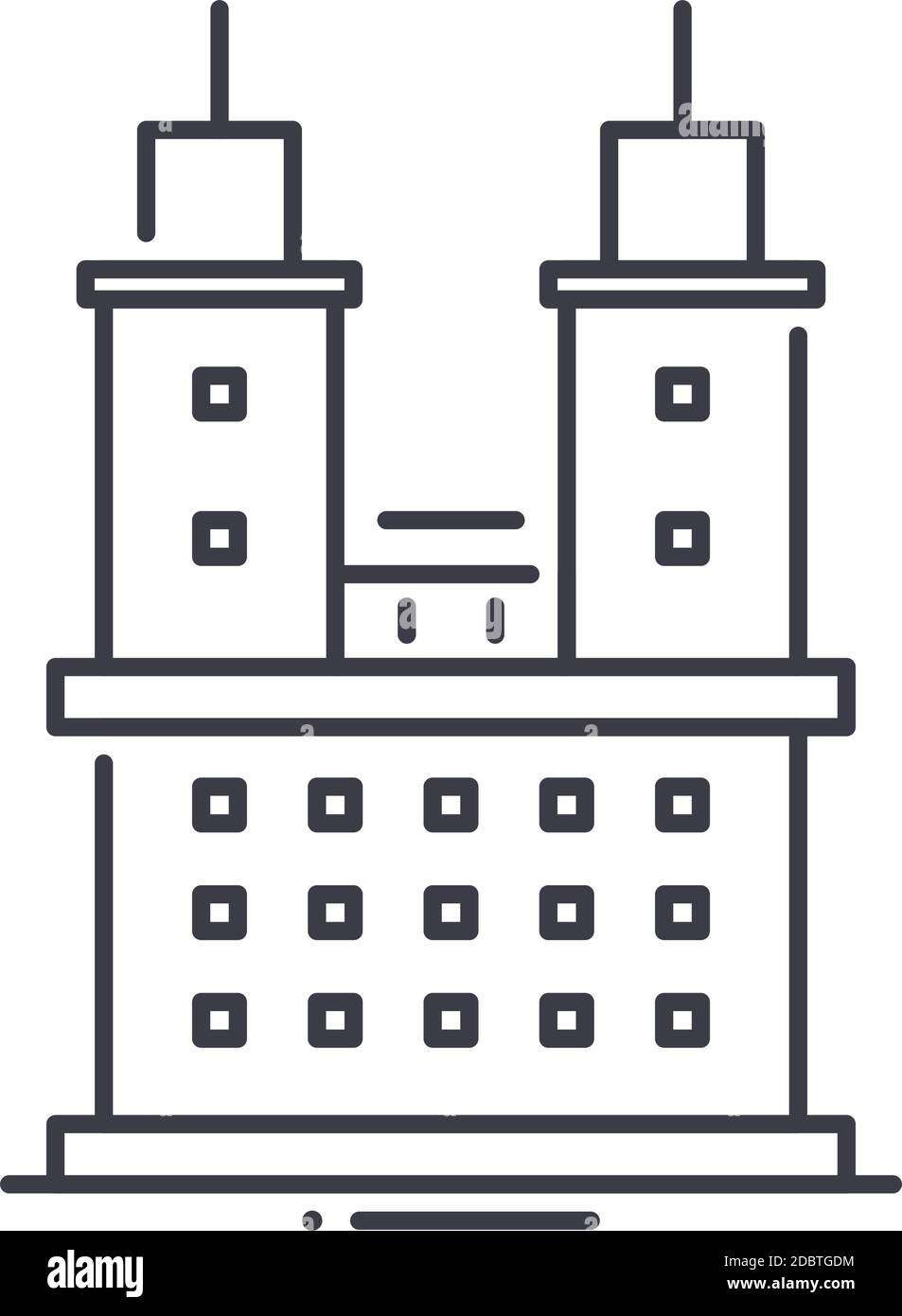 Tower building icon, linear isolated illustration, thin line vector ...
