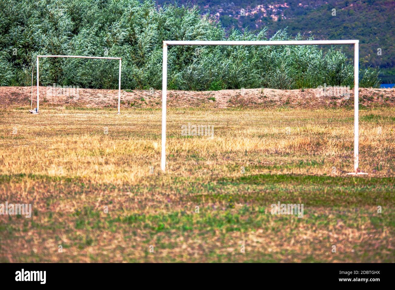 Abandoned football field in rustic area Stock Photo - Alamy