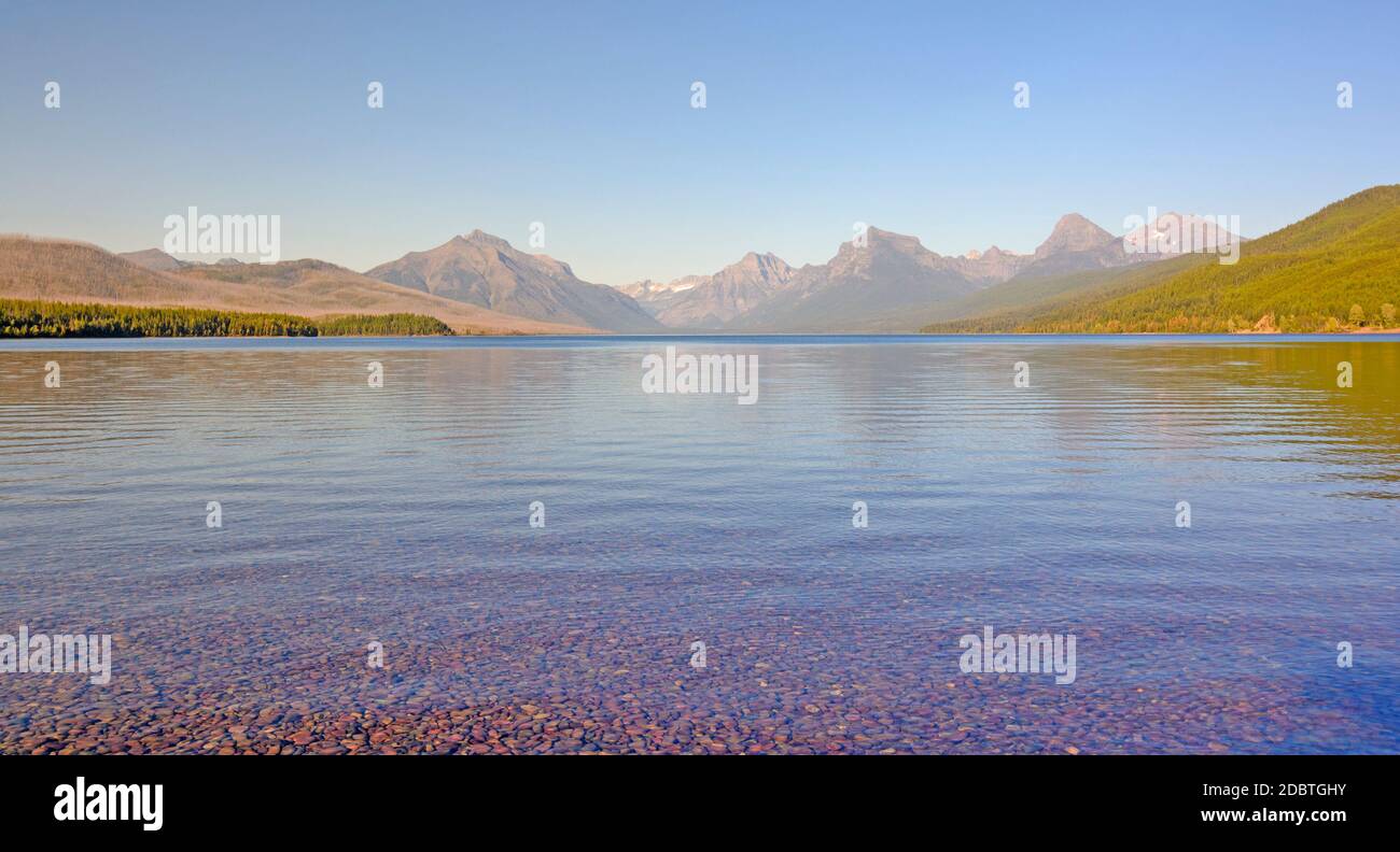 Lake McDonald Panorama in the Evening in the Fall in Glacier National ...