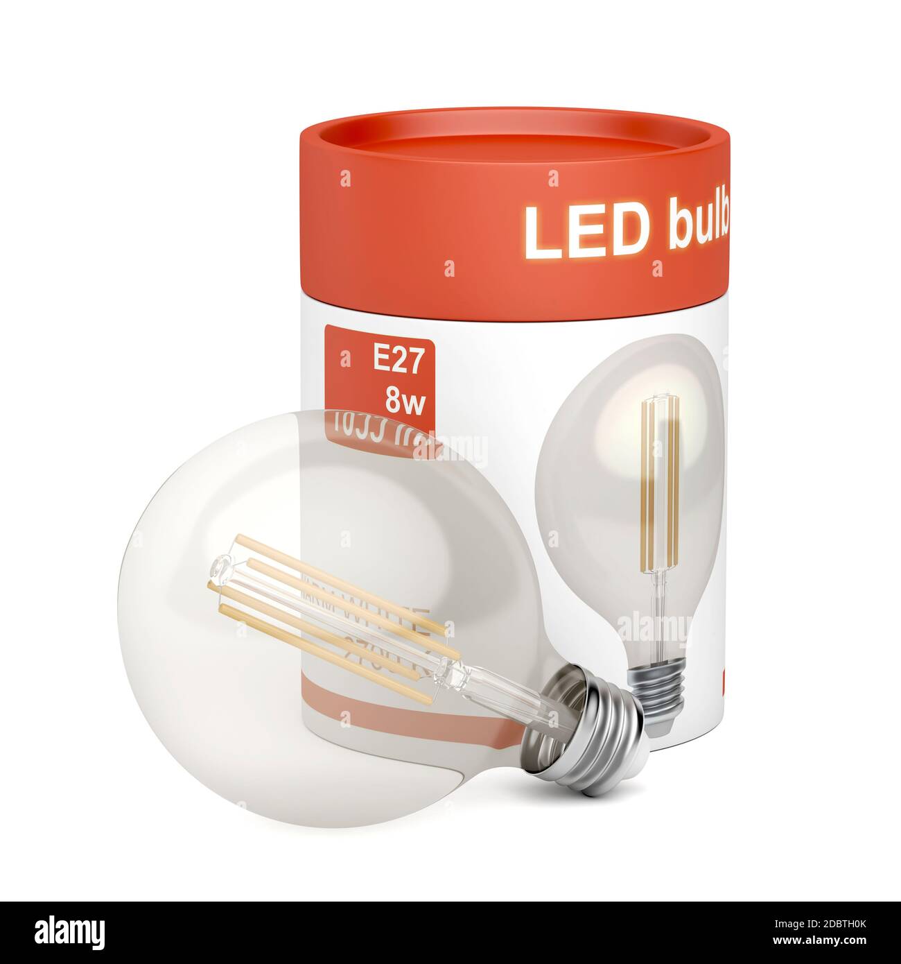 LED light bulb with plastic box on white background Stock Photo - Alamy