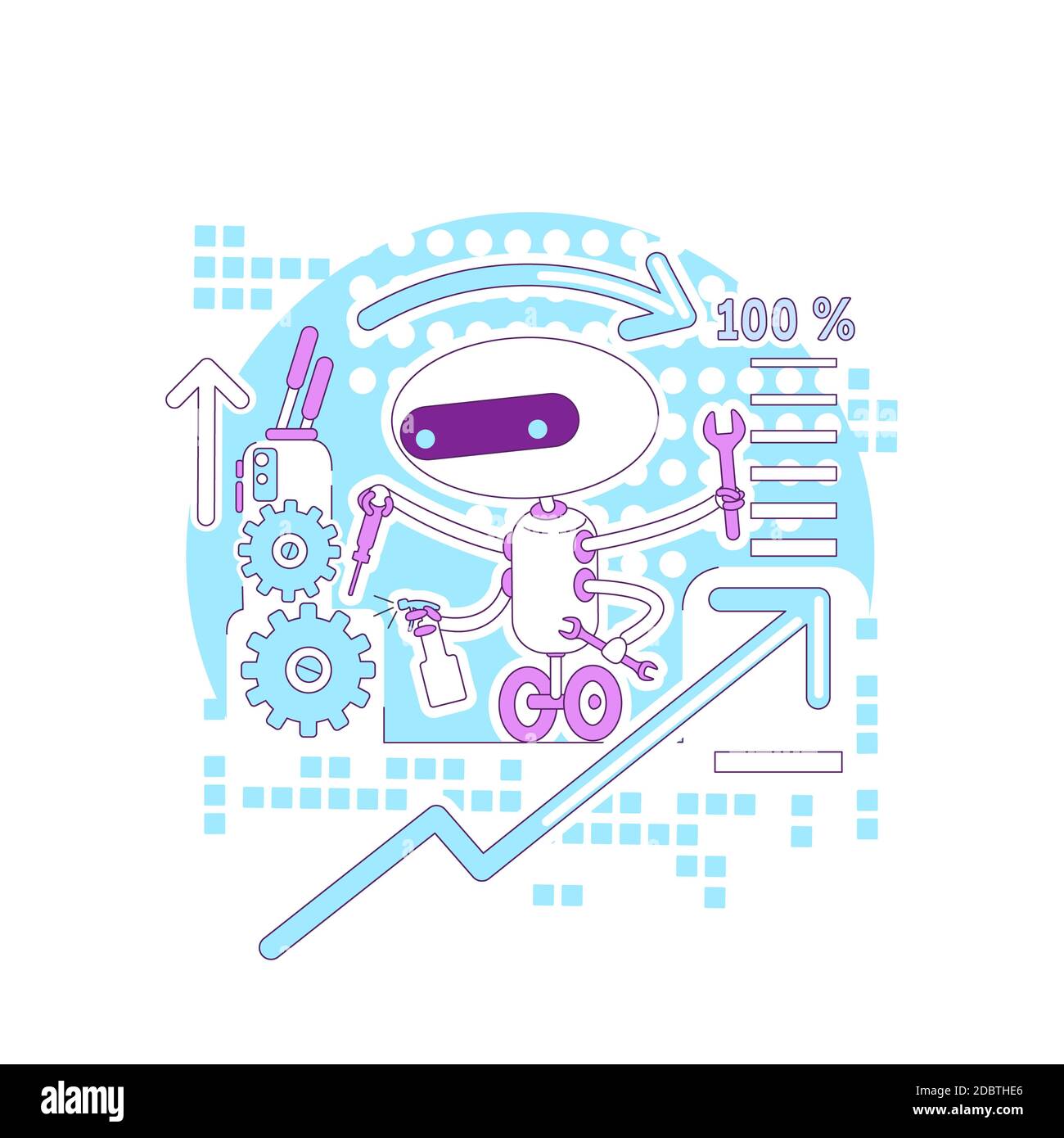 Monitoring bot thin line concept vector illustration. Mobile app and website bugs fixing. System ...