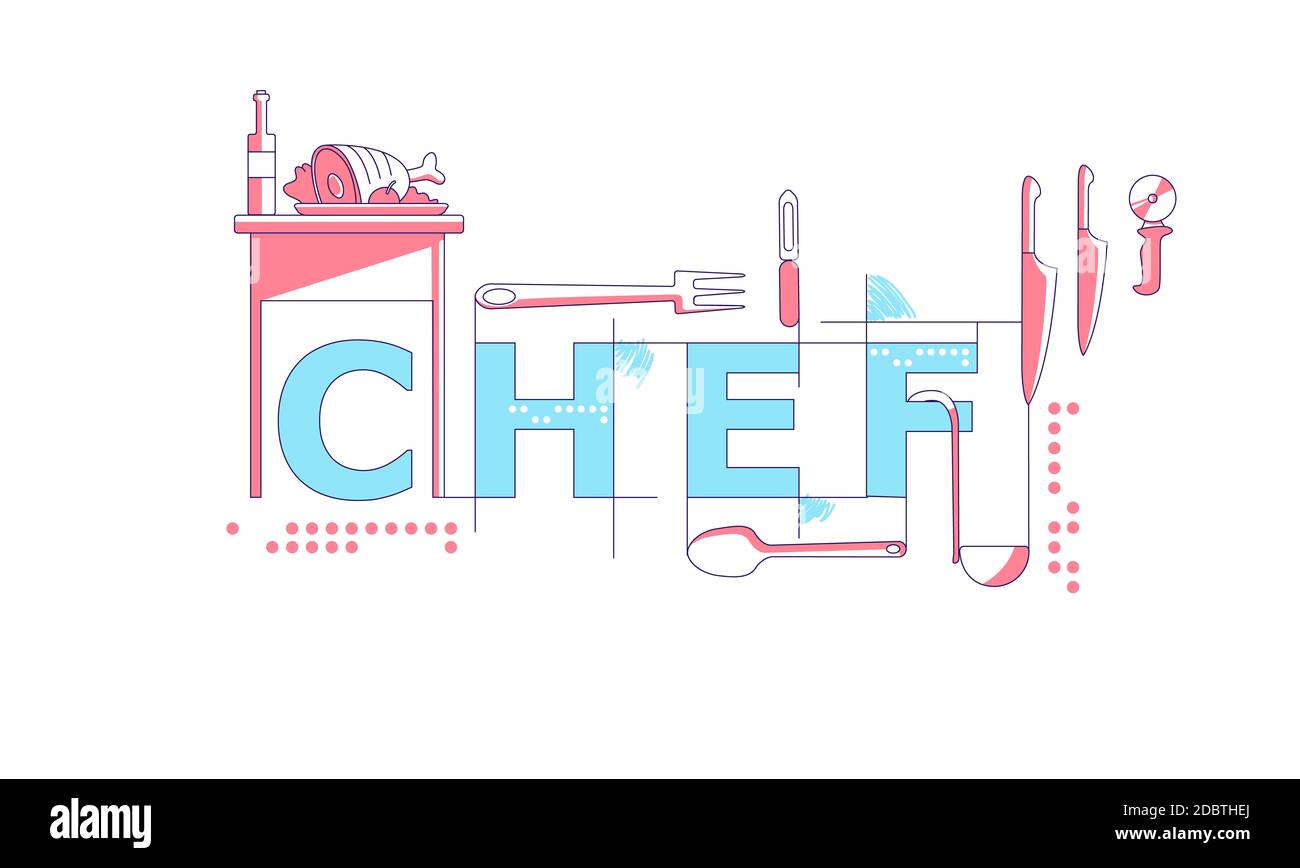 Chef word concepts word concepts thin line vector banner. Culinary ...