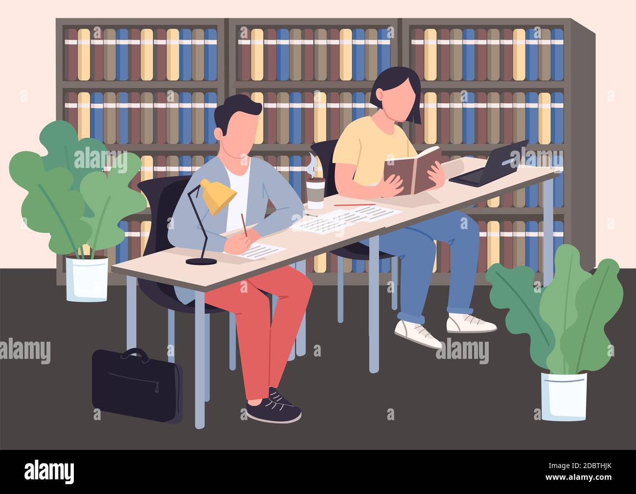 College Students Studying Cartoon
