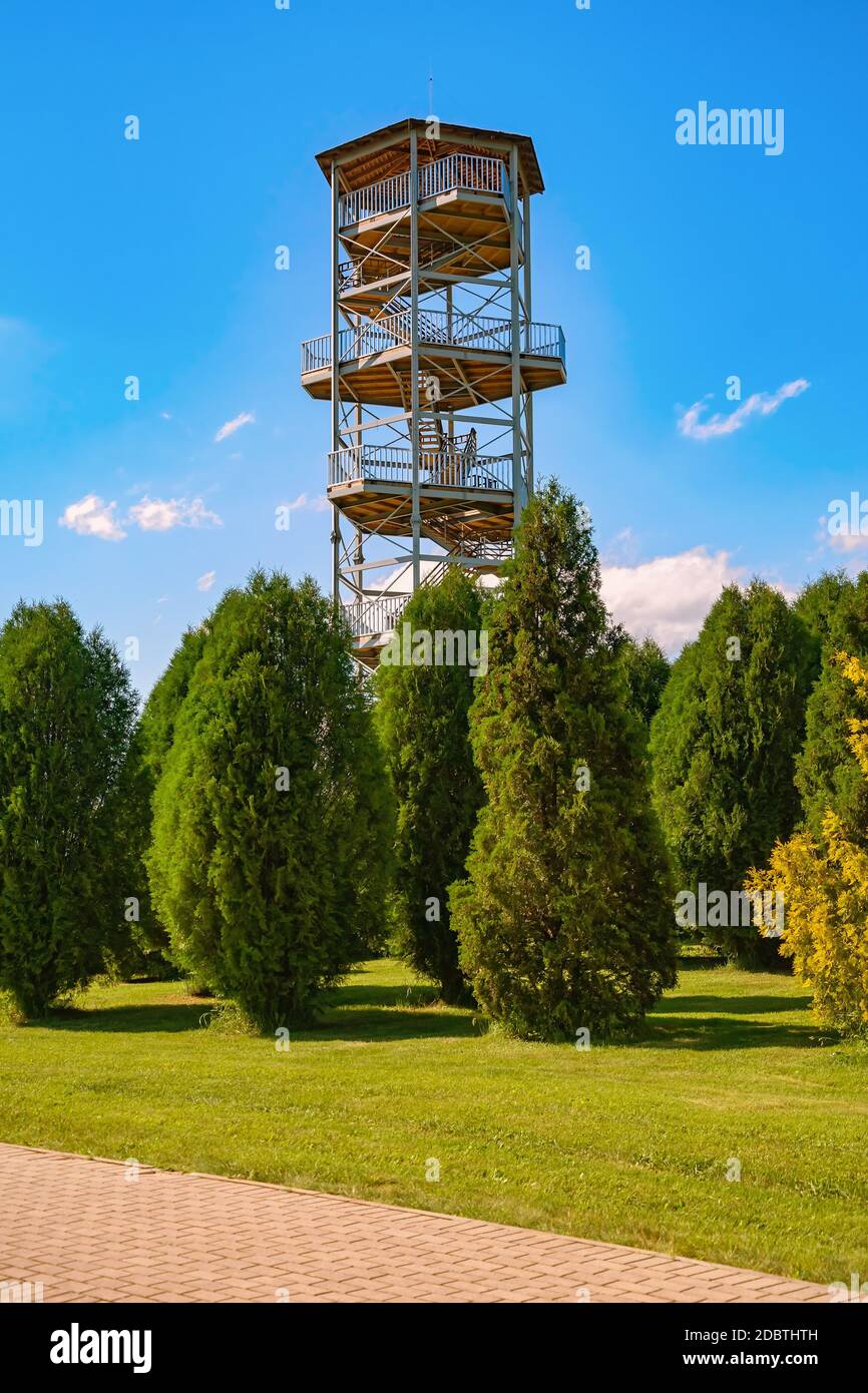 An observation tower in the arboretum Stock Photo - Alamy