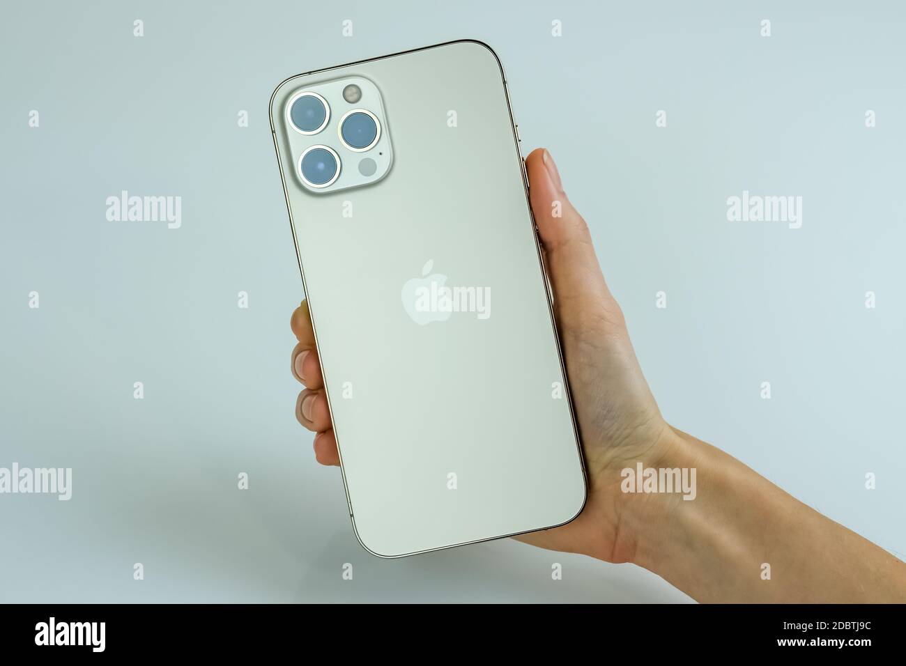 iPhone 12 Pro Max in the gold color after being purchased on launch day ...