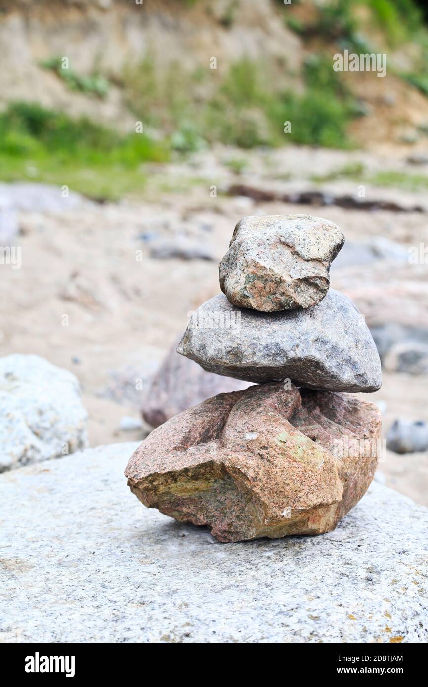 Stone sculpture on the beach Stock Photo - Alamy