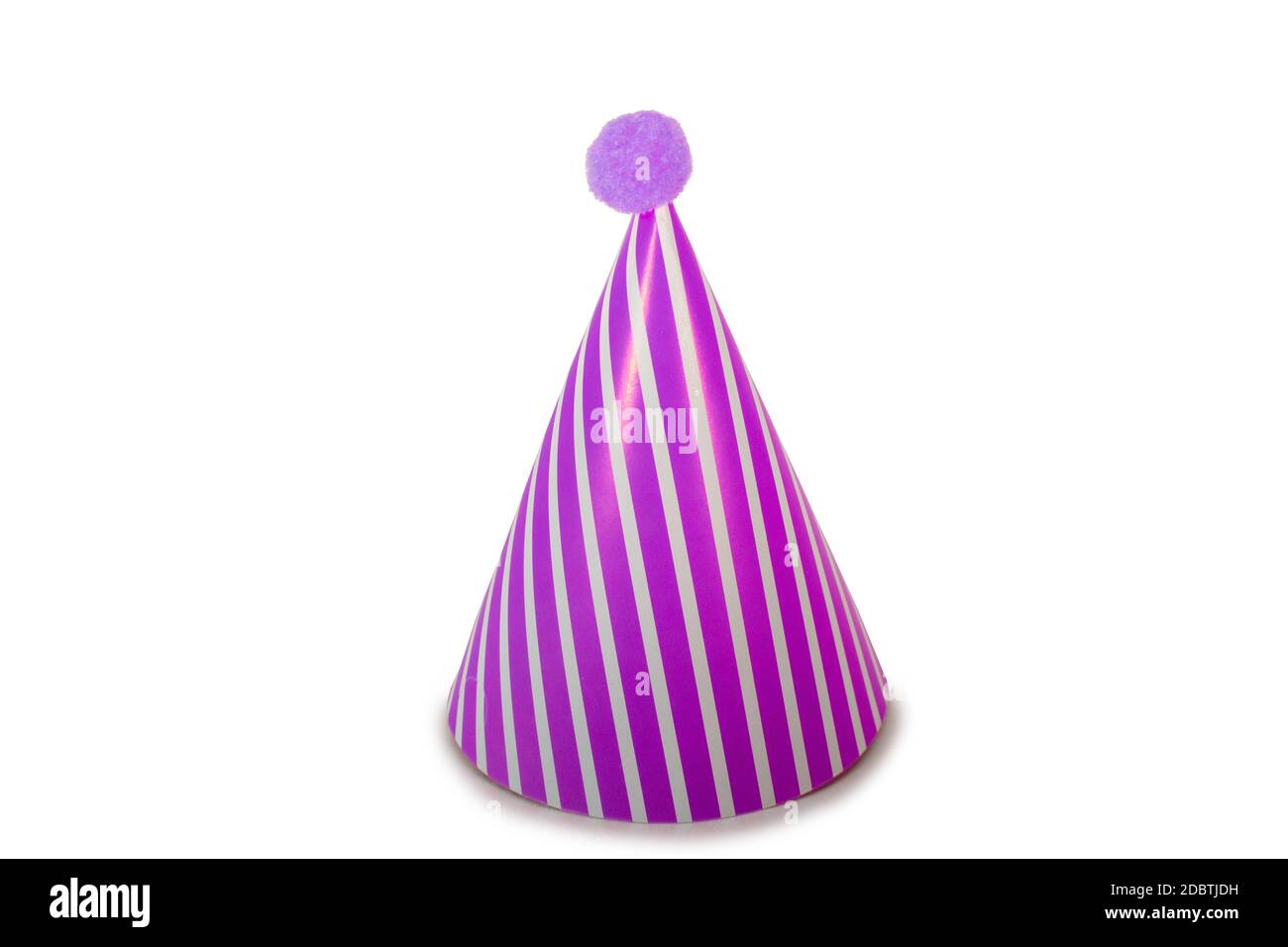 A Purple Birthday Hat with Stripes on a Pure White Background Stock ...