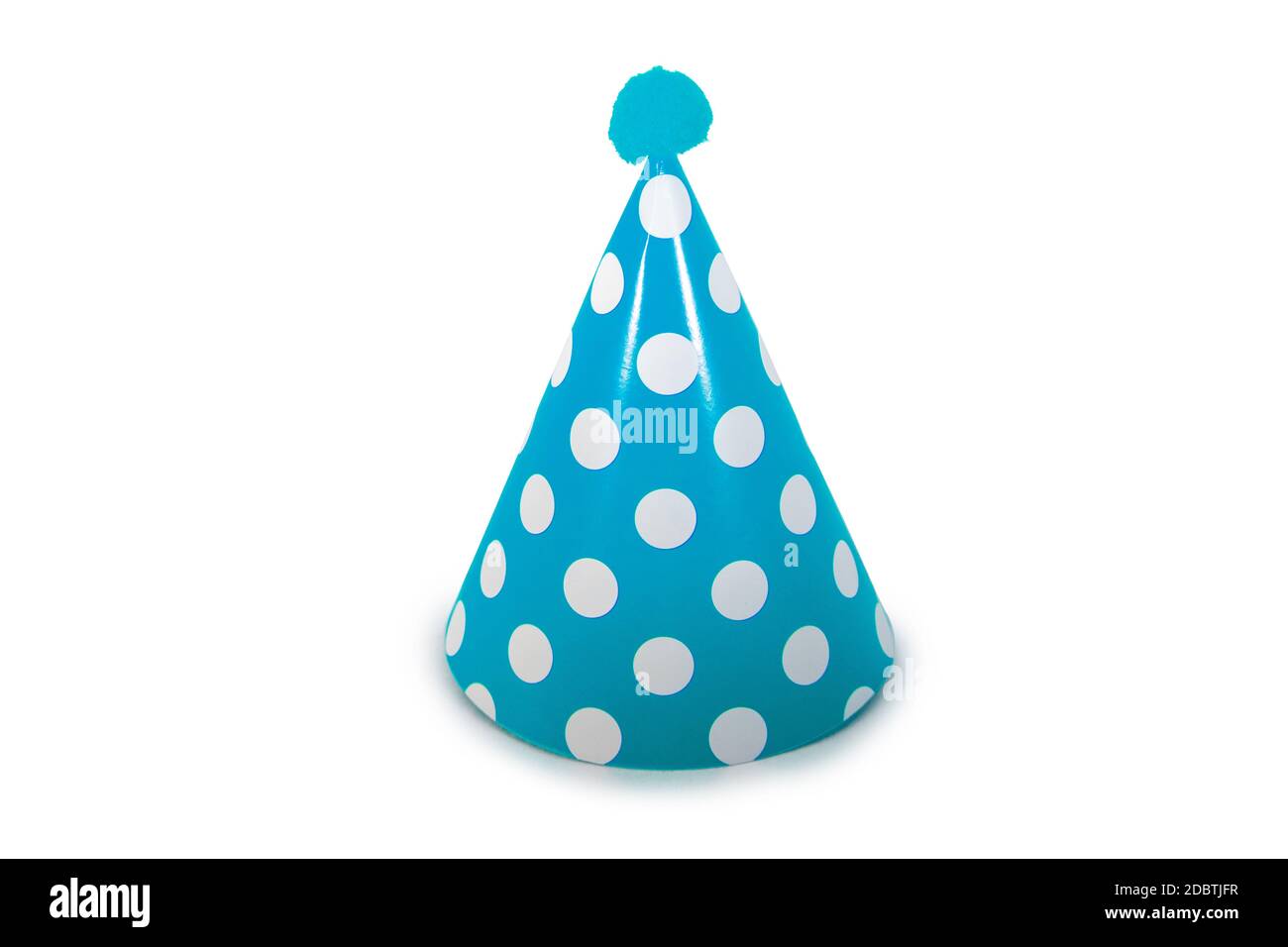 A Light Blue Birthday Hat with White Polka-Dots on a Pure White ...